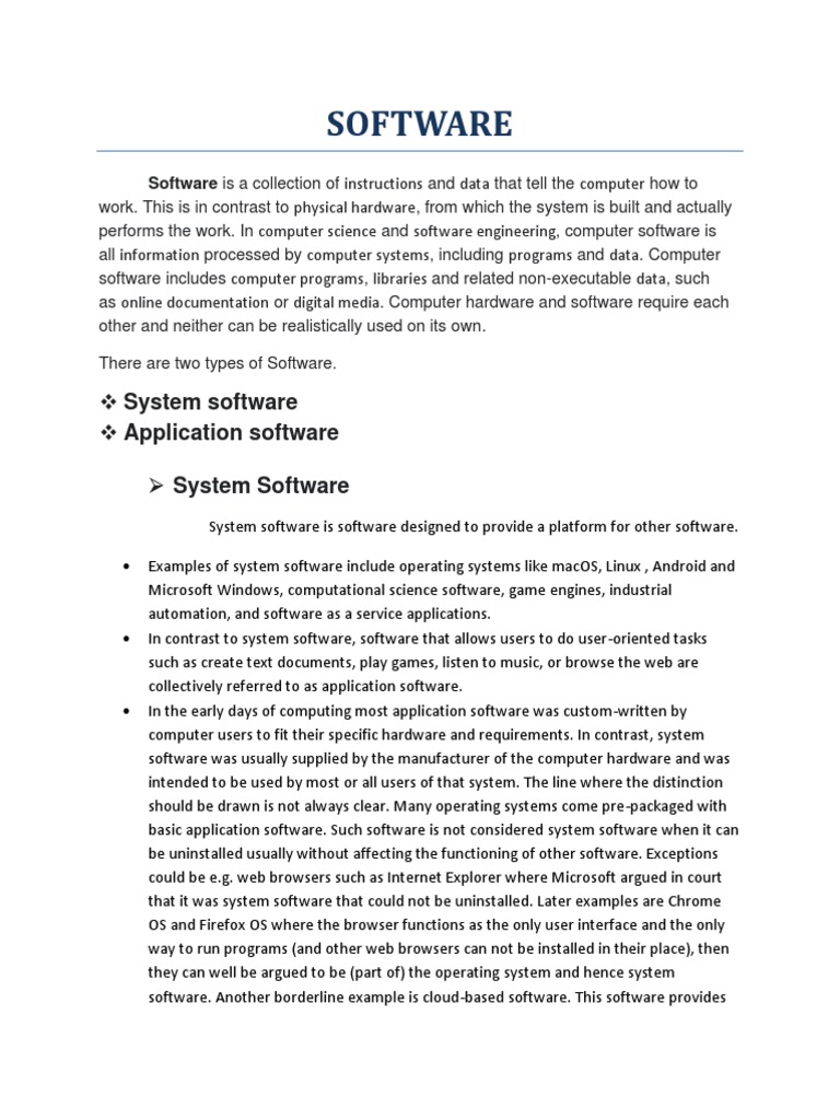 Types and Functions of Computer Software | PDF | Operating System ...
