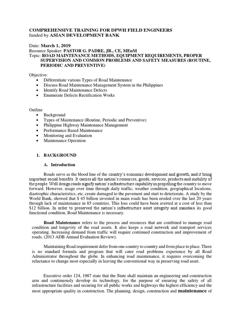 02 Road Maintenance - Summary | PDF | Road | Road Surface