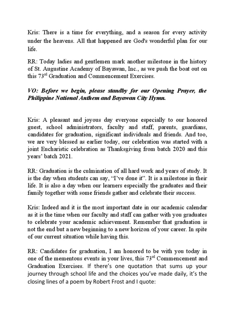 SAA - Script-GRADUATION NEW | PDF | Sports & Recreation