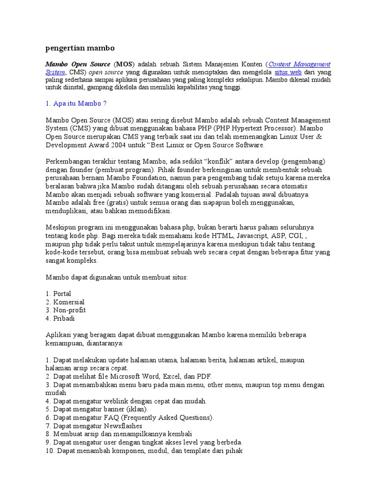 Pengertian Mambo | PDF