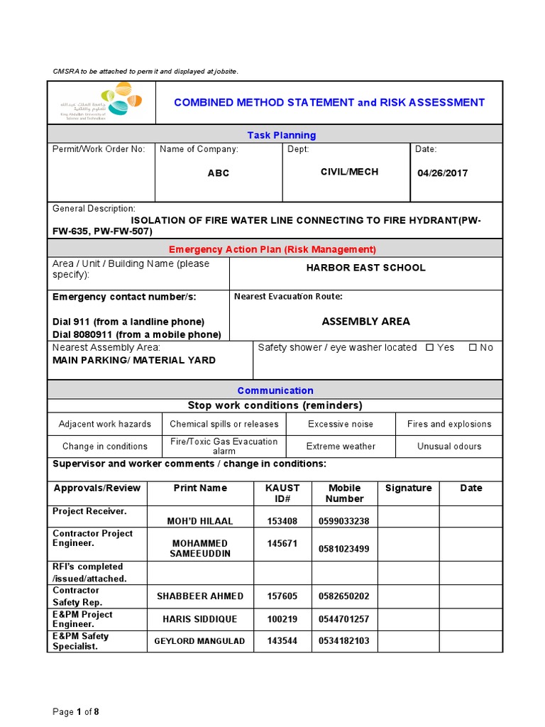 Fire Excavation and Safety Checklist | PDF | Personal Protective ...