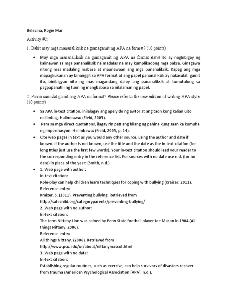 (Template) Activity 2 in Filipino | PDF | Psychology