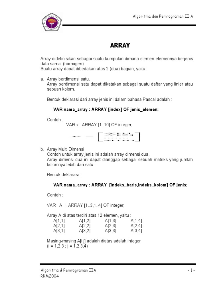 Panduan Lengkap Array dan Record Pascal | PDF | Metode & Bahan Ajar | Komputer