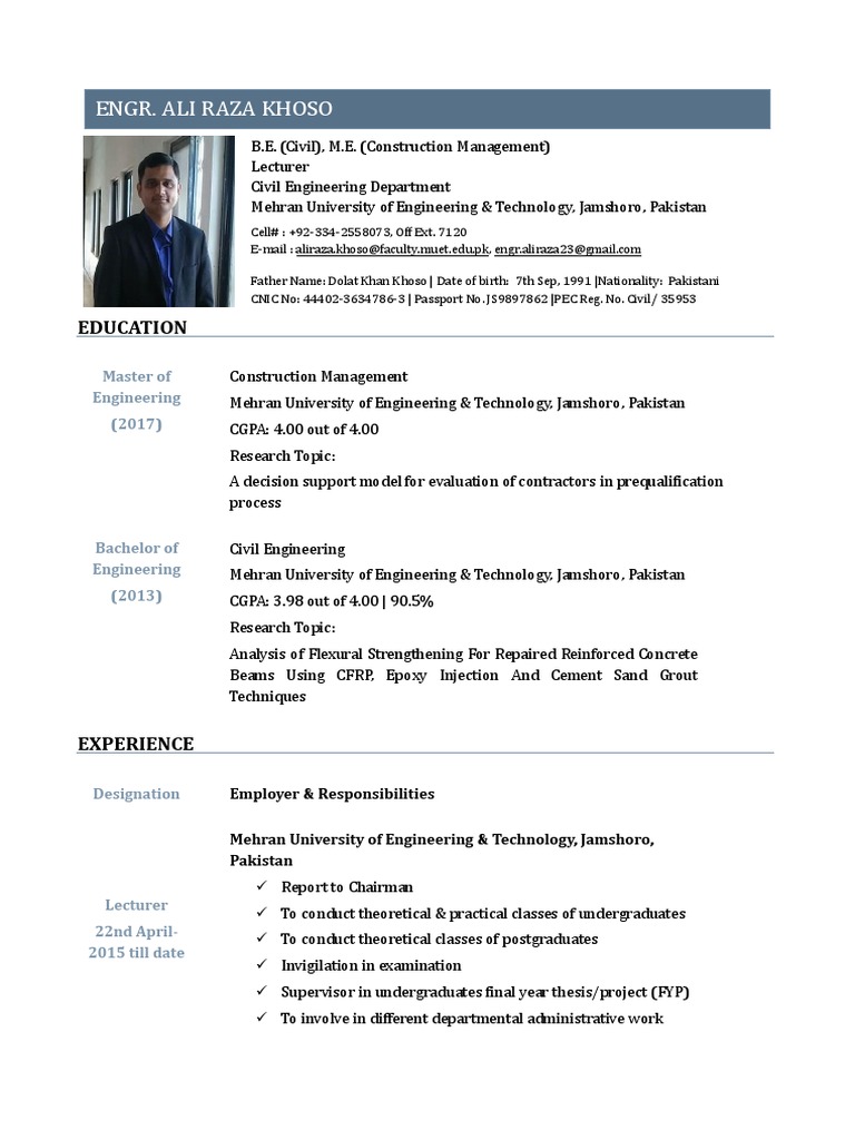 Ali Raza - CV | PDF | Economies | Engineering