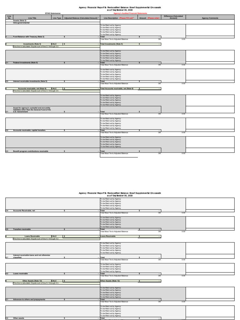 Afr To Reclassified Financial Statement Supplemental Crosswalk Template ...