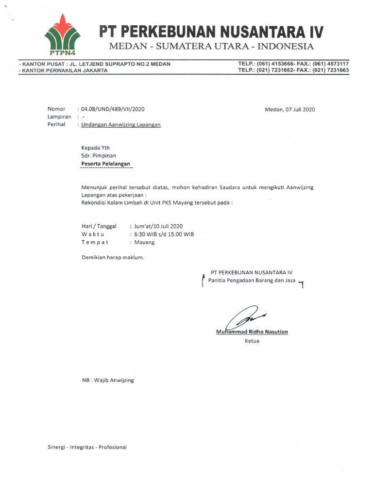 UNdangan Aanwijzing Lapangan | PDF