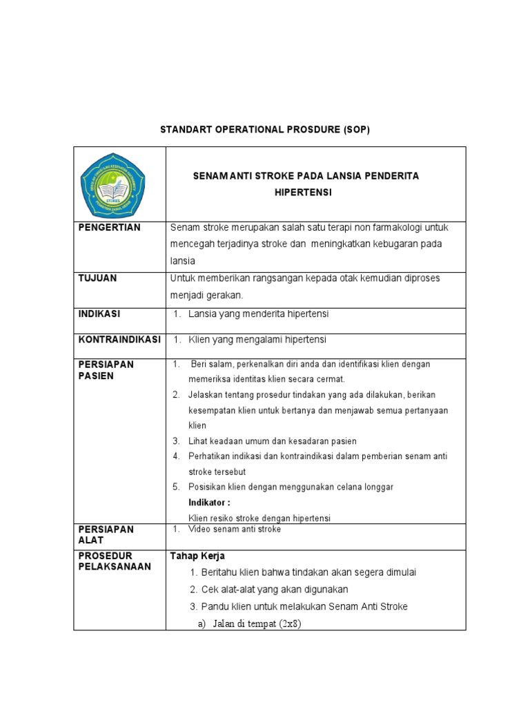Sop Senam Stroke | PDF
