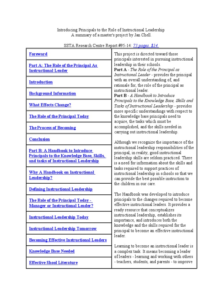 Principals as Instructional Leaders | PDF | Leadership | Teachers