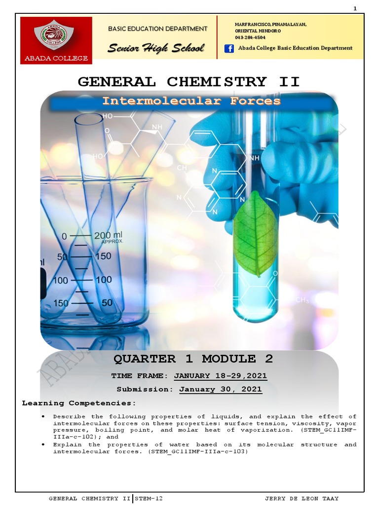 General Chemistry Ii: Senior High School | PDF | Intermolecular Force ...