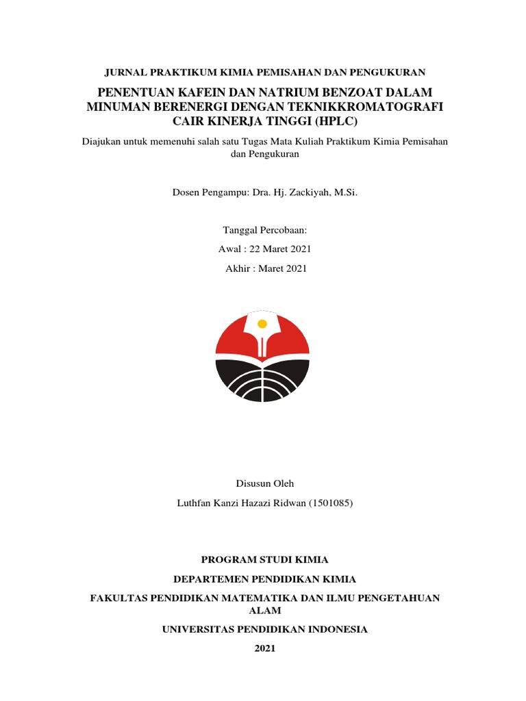 Jurnal Awal HPLC LuthfanK 1501085-Dikonversi | PDF