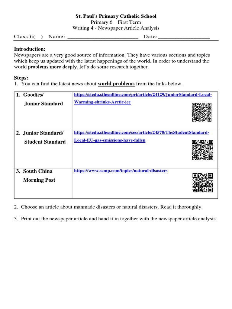 Writing 4 - Newspaper Article Analysis | PDF | Newspapers | Mass Media