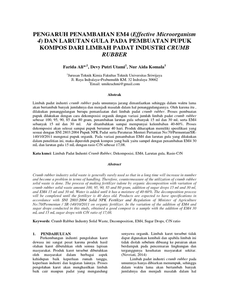 PENGARUH PENAMBAHAN EM4 (Effective Microorganism 4) DAN LARUTAN GULA ...