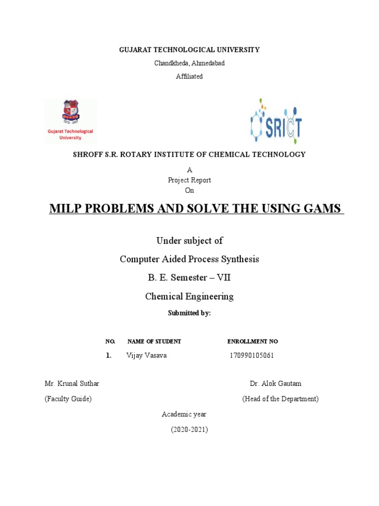 Milp Problems and Solve The Using Gams | PDF | Mathematical Optimization | Equations