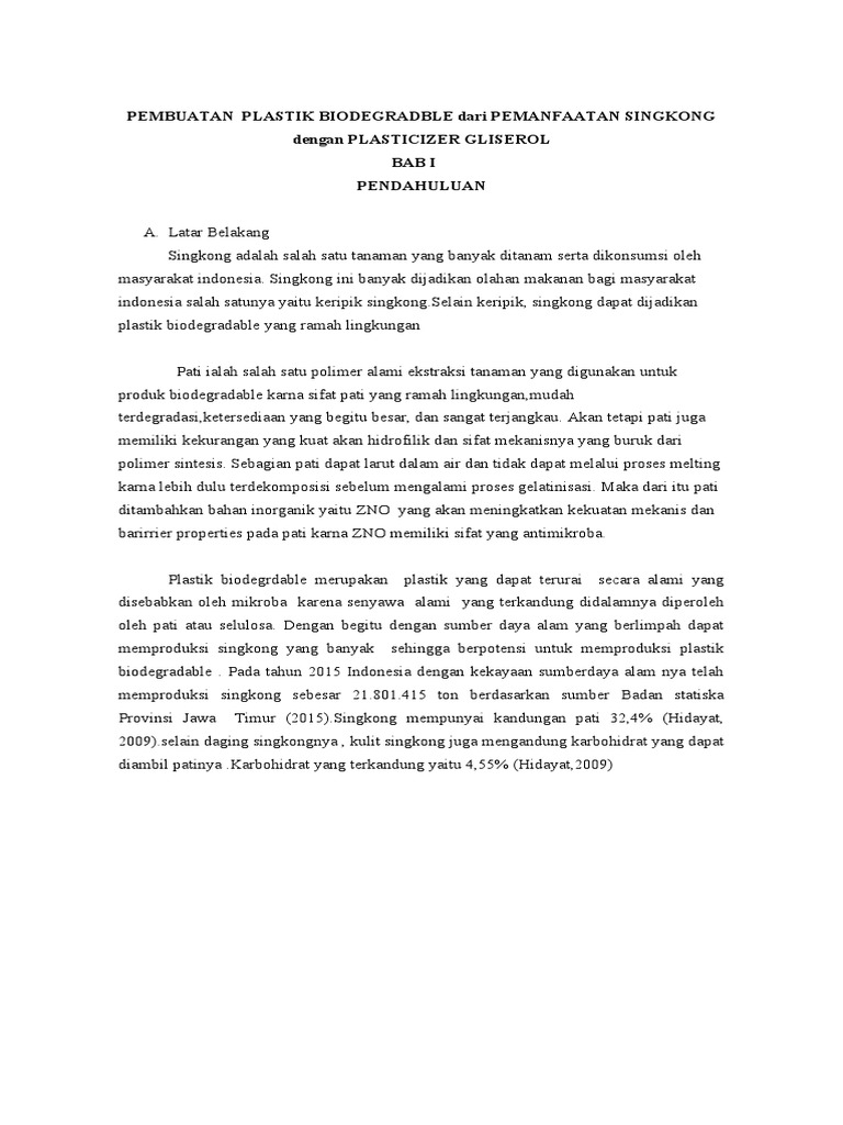 Plastik Biodegradable dari Singkong | PDF