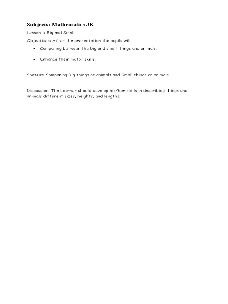 Week 1 Math JK Worksheet | PDF | Science & Mathematics