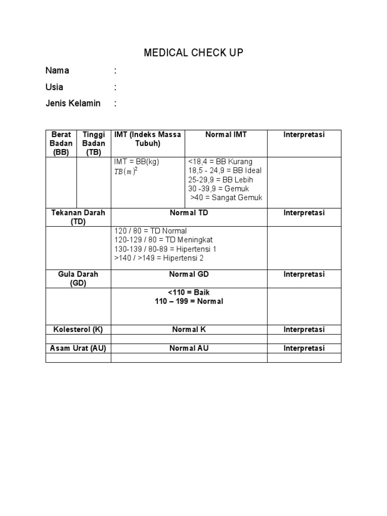 Medical Check Up | PDF