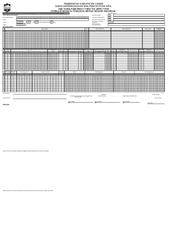 Formulir F-1.01 Biodata Penduduk | PDF