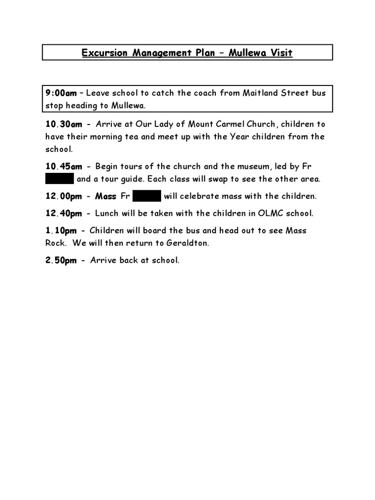 Year 5 Mullewa Visit Excursion Plan | PDF