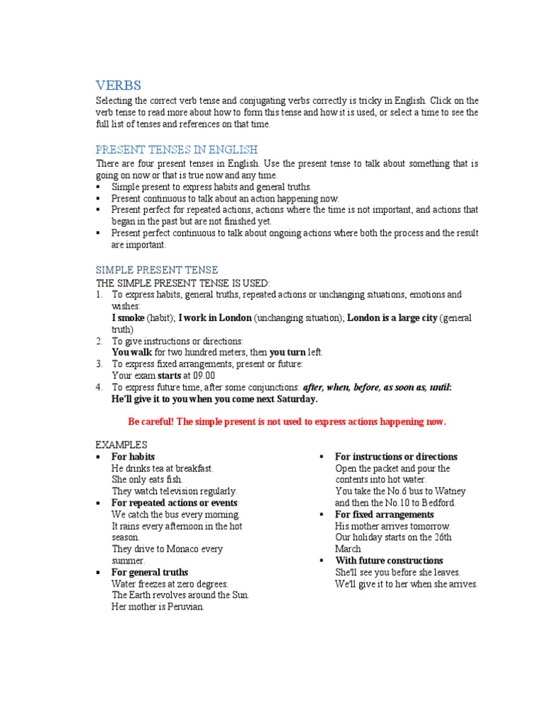 English Grammar - Verbs | PDF | Grammatical Tense | Verb