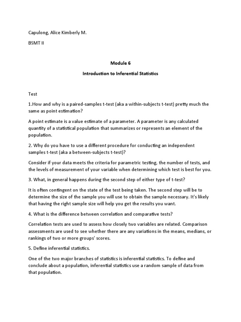 Introduction To Inferential Statistics | PDF