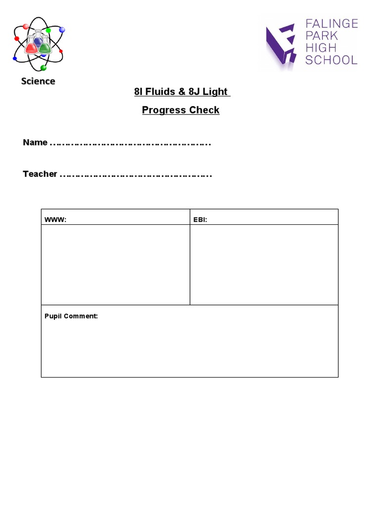 8I Fluids + 8J Light End of Topic Test | PDF | Density | Volume
