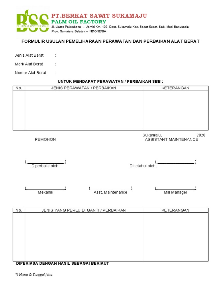 Form Perbaikan-Service | PDF