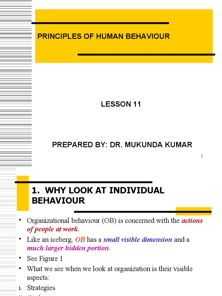 Principles of Human Behaviour: Prepared By: Dr. Mukunda Kumar | PDF | Attitude (Psychology ...