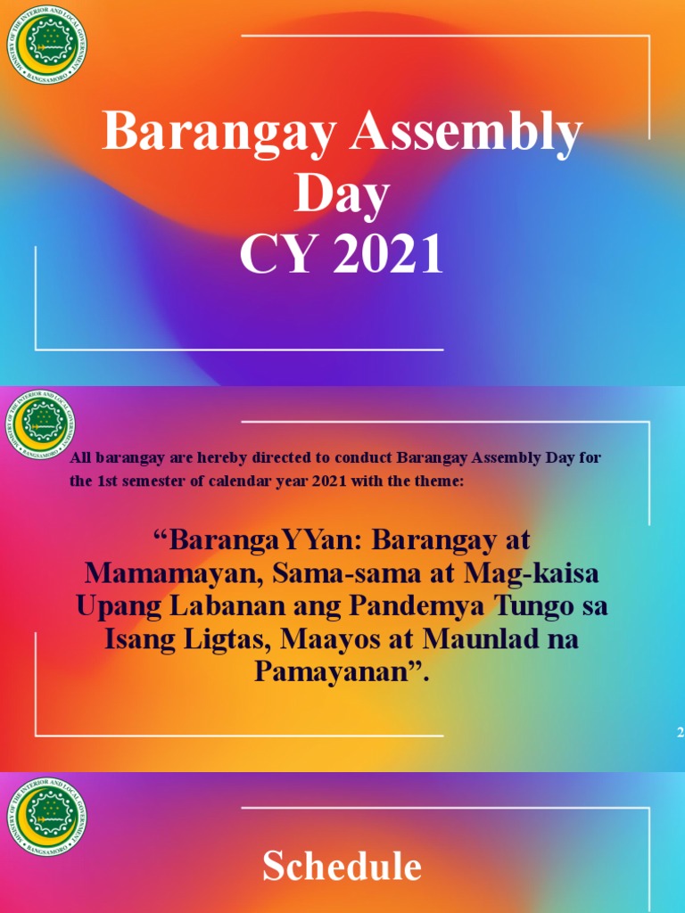 Barangay Assembly Day CY 2021 | Download Free PDF | Business | Wellness