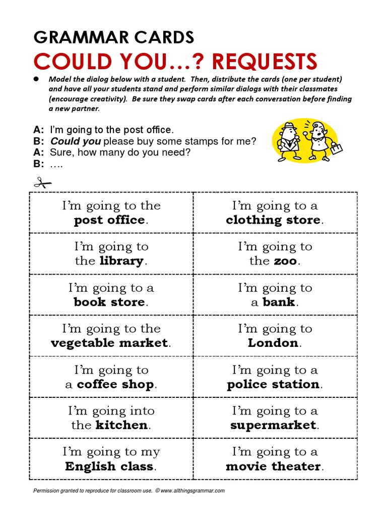 Could You ? Requests: Grammar Cards | PDF