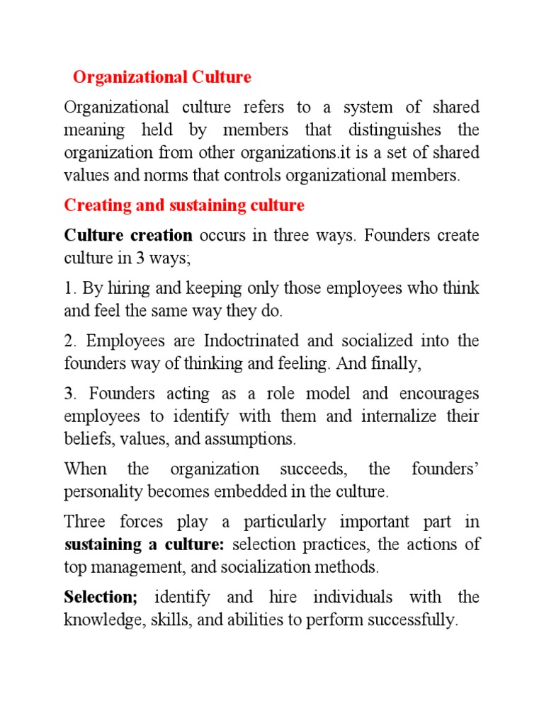 Organizational Culture & Changes | PDF | Organizational Culture ...