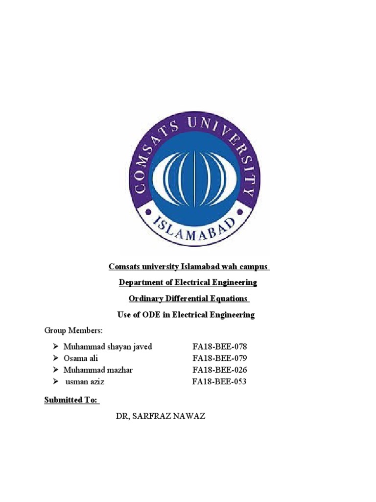 Ode Assignment Finalll | PDF | Electrical Network | Series And Parallel ...
