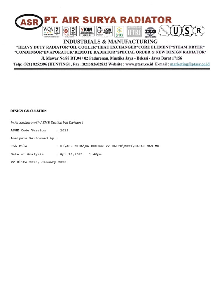 Pv-Elite He 101 - Rev 7 | PDF | Pressure | Stress (Mechanics)