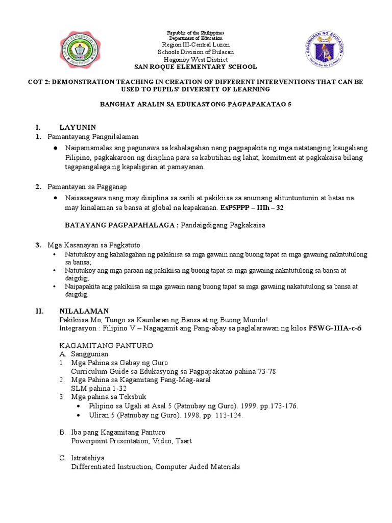 Detailed Lesson Plan in ESP 5 For COT | PDF