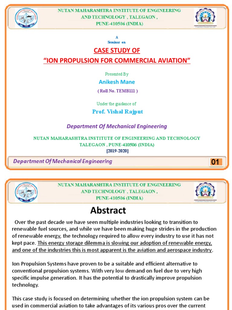 Case Study of "Ion Propulsion For Commercial Aviation": Anikesh Mane | PDF | Spacecraft ...