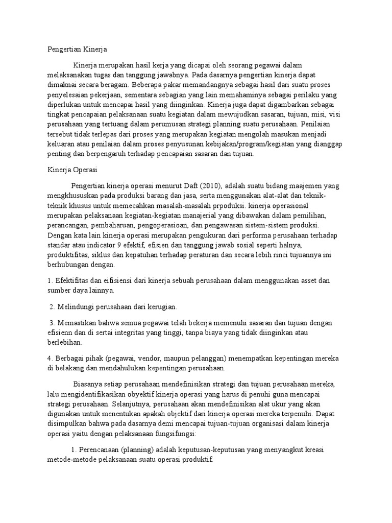 Pengertian Kinerja | PDF | Bisnis