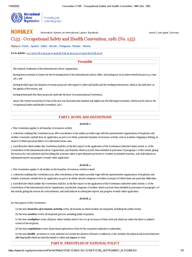 Convention C155 - Occupational Safety and Health Convention, 1981 (No. 155) | PDF ...