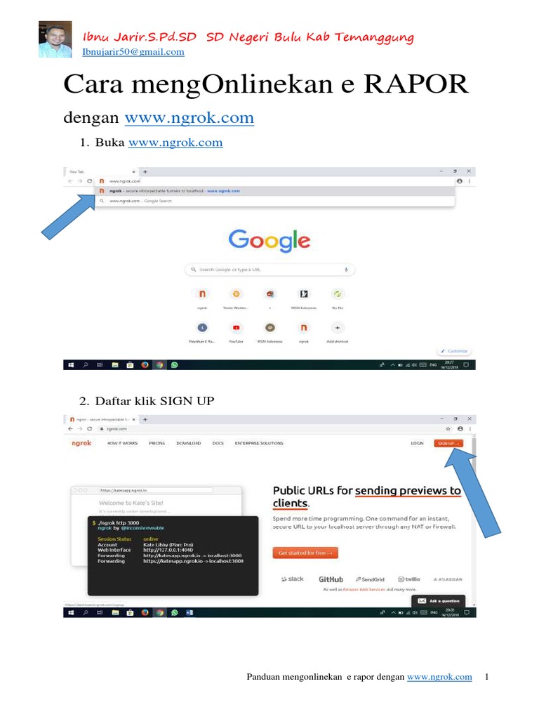 Cara Mengonlinekan e Rapor Dengan WWW - Ngrok | PDF