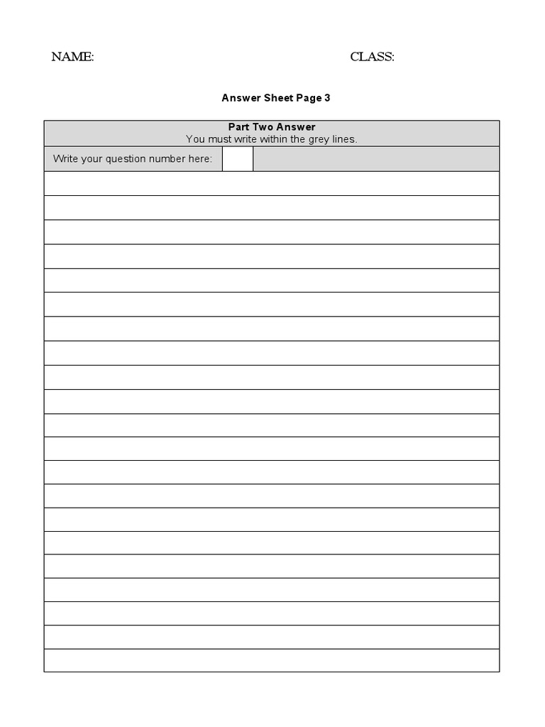 FCE Writing Part 2 Answer Sheet | PDF