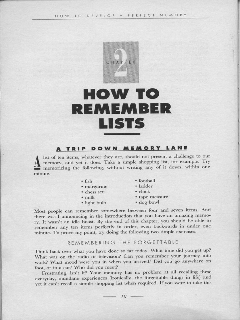 How To Remember A List | PDF