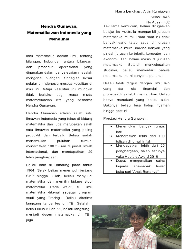 Hendra Gunawan Matematika Informatika | PDF