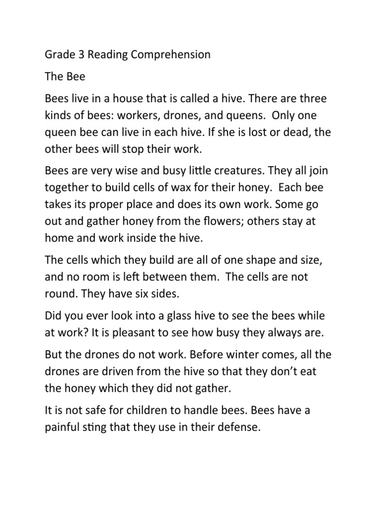 Grade 3 Reading Comprehension Thursday | PDF