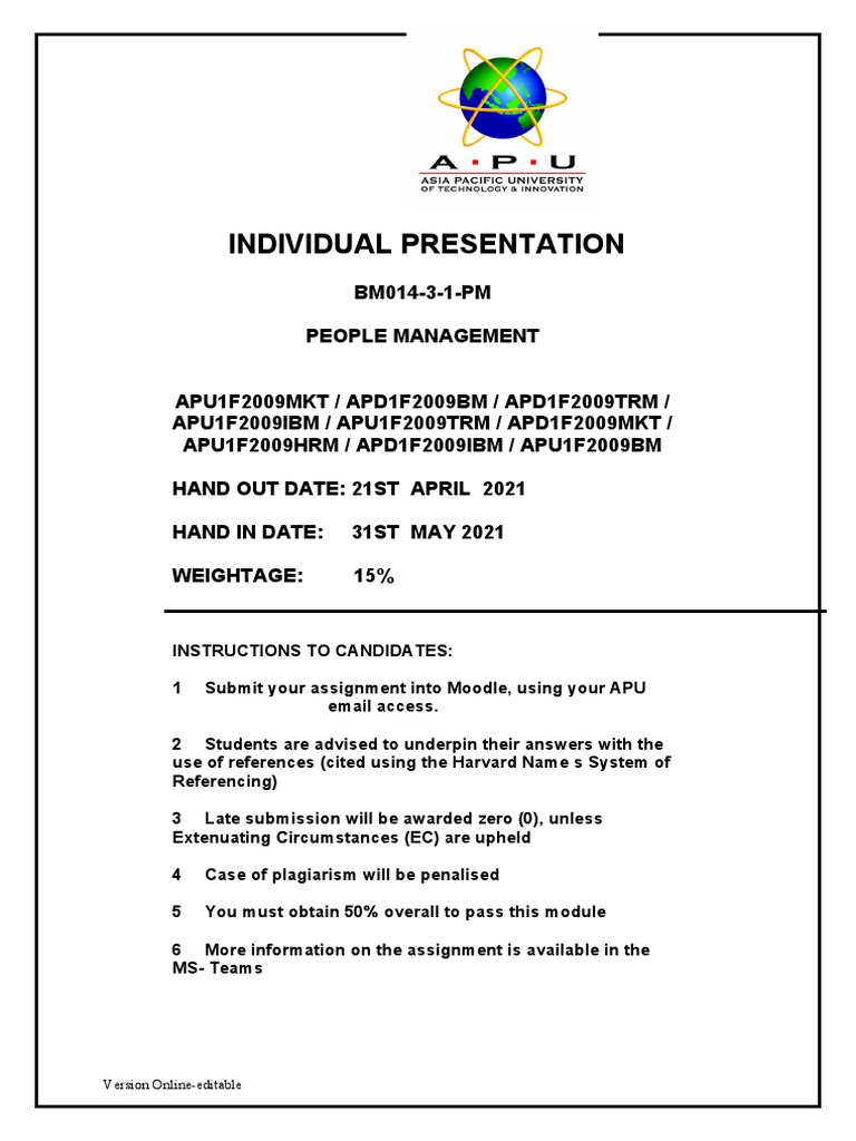 APU Assignment Indivual Cover - VEH | PDF | Technology & Engineering