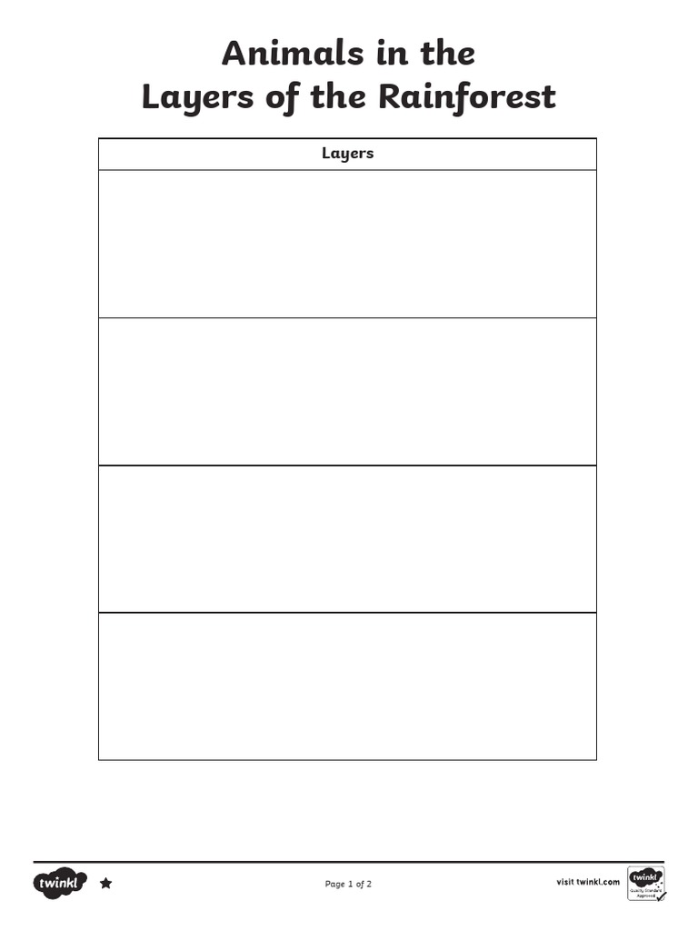 Animals in The Layers of The Rainforest | PDF | Rainforest | Mammals