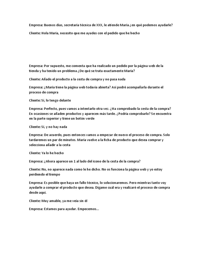Dialogo Con El Cliente | PDF