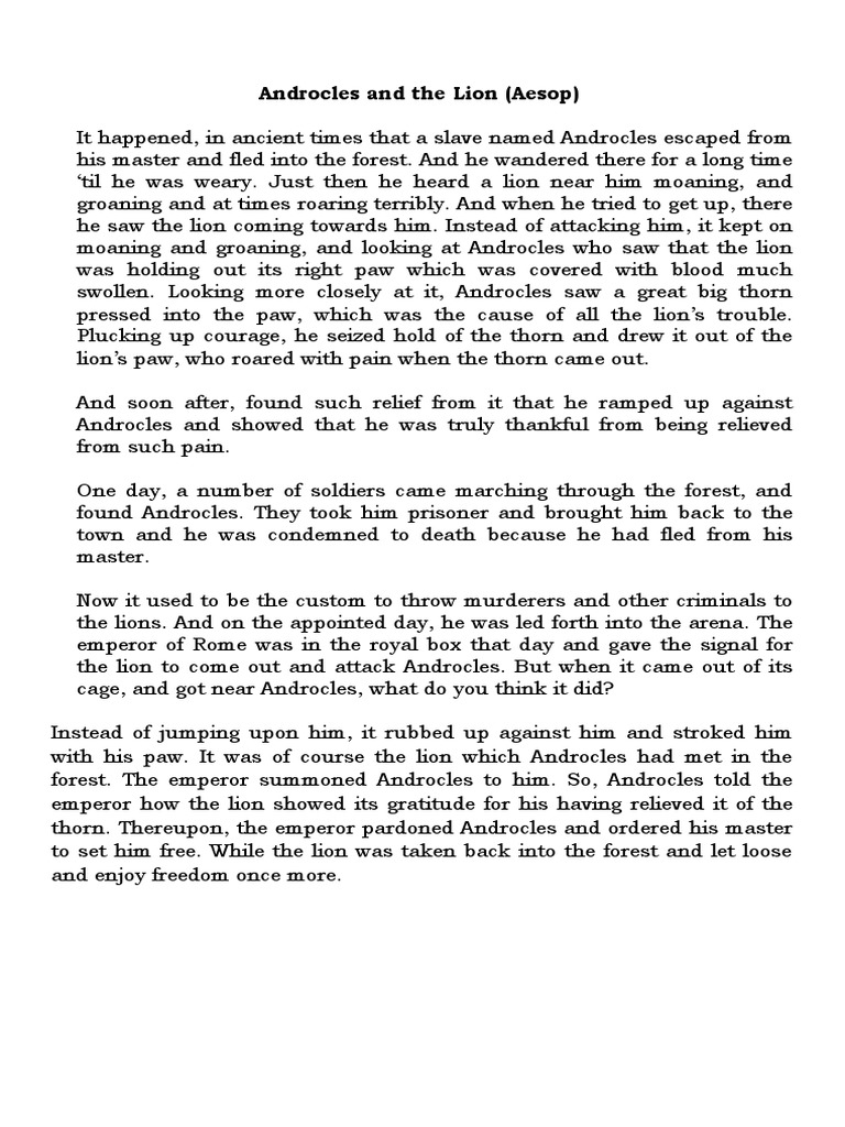 Androcles and The Lion | PDF