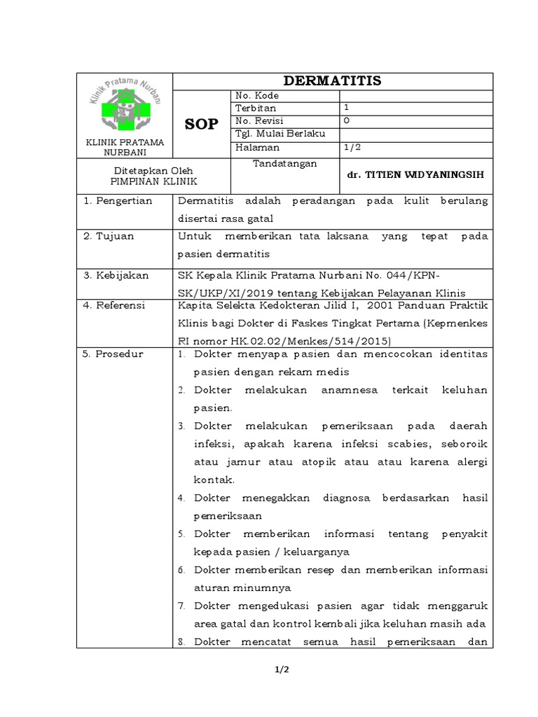 Sop Dermatitis | PDF