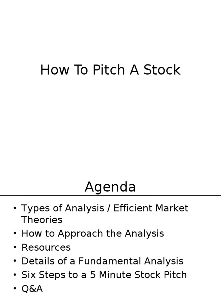 How To Pitch A Stock | PDF | Efficient Market Hypothesis | Value Investing