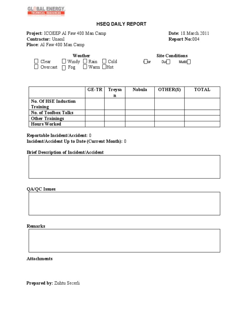 HSE Daily Report Rev1