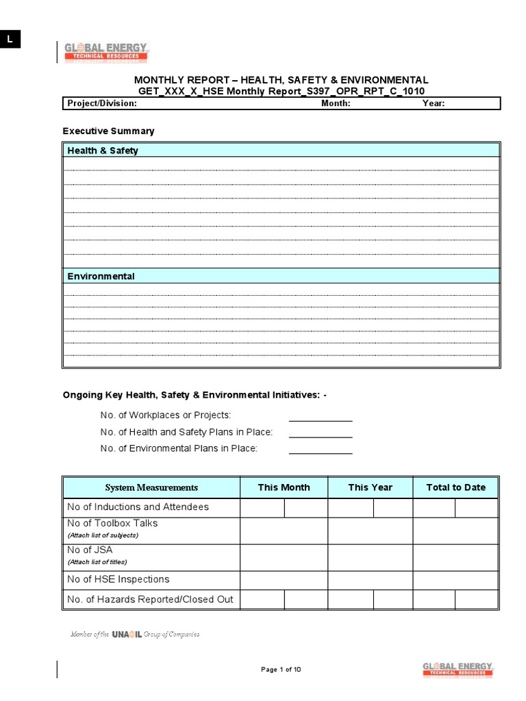 Analysis of Key Health, Safety, and Environmental Metrics from GET_XXX_X_HSE Monthly Report ...