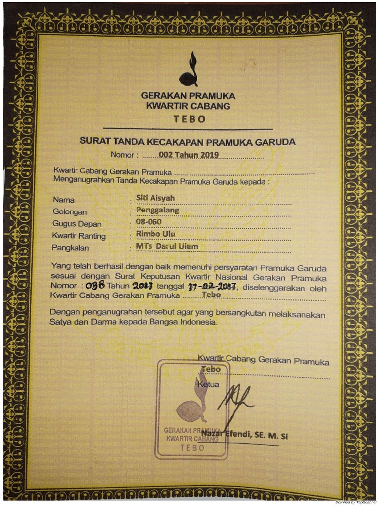 Piagam Pramuka Garuda | PDF